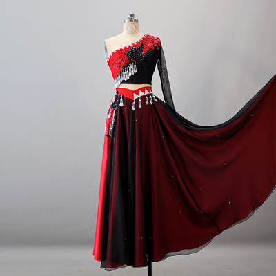 千织万丝黑红花腰傣族舞蹈服装民族演出剧目服艺考独舞表演服定制