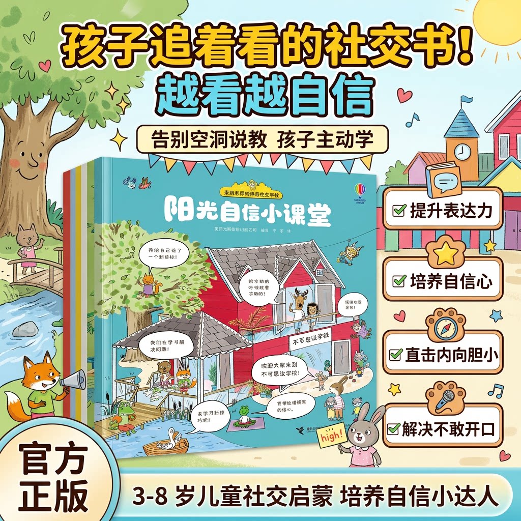 茉莉老师的神奇社交学校4册套装善于交友小课堂社交启蒙图画书绘本3-6岁儿童启蒙认知早教幼儿园亲子共读敏感自信友善交友礼仪启蒙