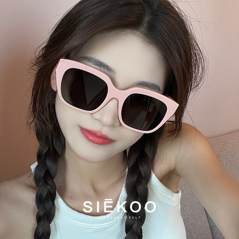 西寇方形粉色墨镜女夏潮欧美凹造型网红防紫外线高级感ins太阳镜