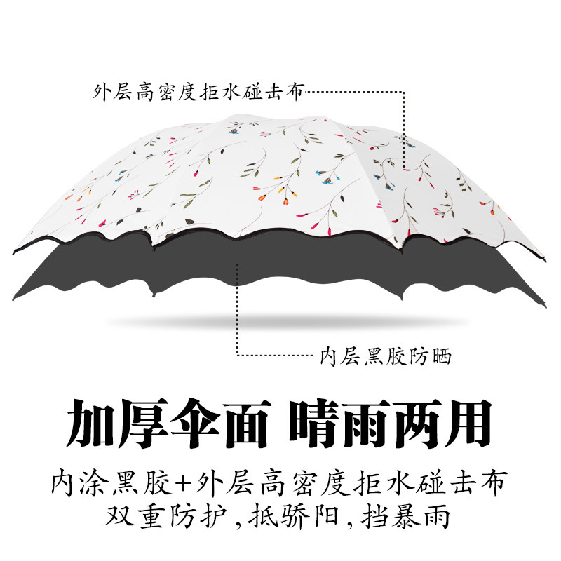 雨伞大号双人折叠黑胶太阳伞女晴雨两用防晒防紫外线遮阳伞三人伞