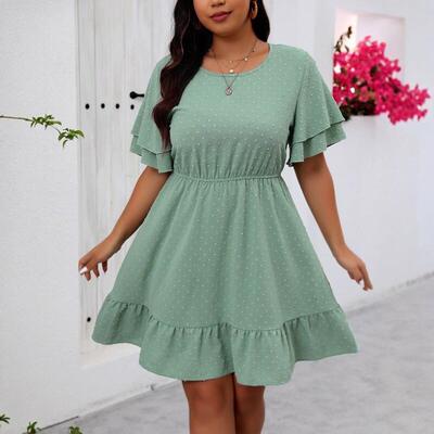 L-4XL women dress Wrinkles plus size big ladies skirt 大尺码
