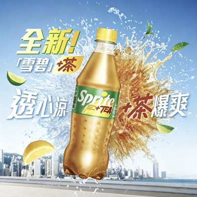 港版雪碧茶柠檬茶味汽水500ml