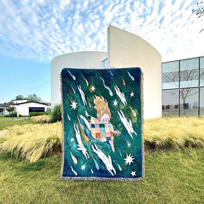 亚马逊盖毯挂毯梭织提花毯礼品毯午睡毯棉线毯沙发巾沙滩巾