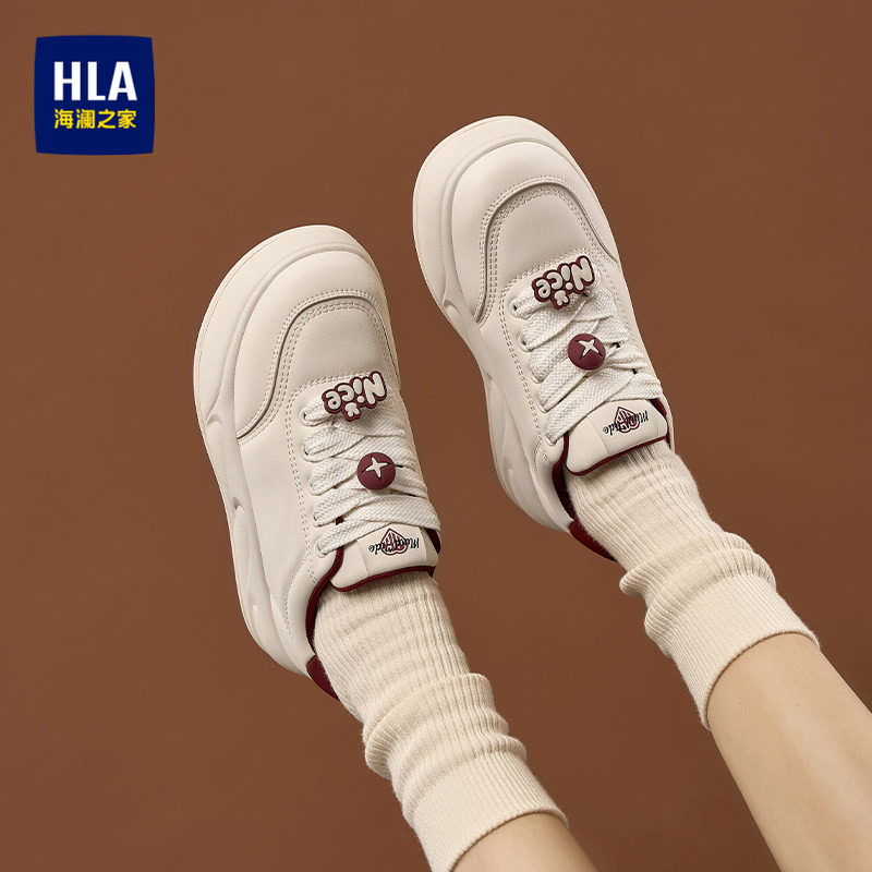 HLA/海澜之家小白鞋女2026新款冬季厚底增高休闲板鞋百搭运动鞋女