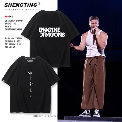 Imagine Dragons梦龙乐队周边短袖T恤男女夏季纯棉美式摇滚上衣服