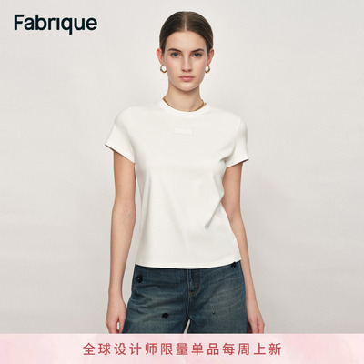 【本周新品】Fabrique ESSENTIAL棉含桑蚕丝蕾丝标识圆领正肩T恤