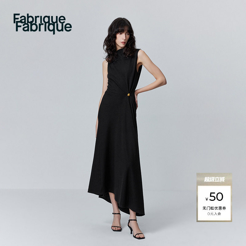 【陈凯琳同款】Fabrique晚礼服黑色千金风针织羊毛连衣裙女春夏
