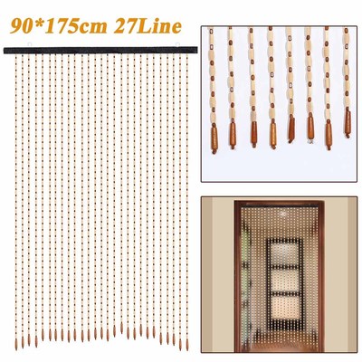 90x175cm 27 Line  Wooden Beads Curtain Fly Screen Handmade W