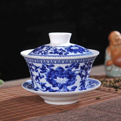 230/330ml Jingdezhen Ceramics Blue and White Tea Bowl Sancai