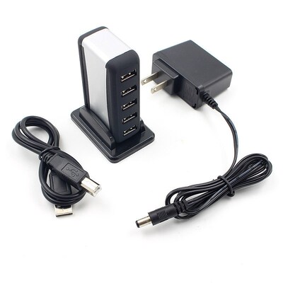 7 Port Hi-Speed 480 Mbps USB 2.0 Hub +Power Adapter for PC L