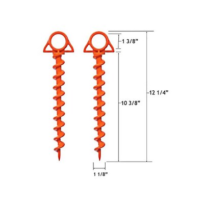 2pcs Tent Pegs Ground Anchor Camping Stakes Dog Screw Orange