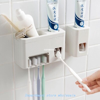 Gray White New Simple Style Automatic Toothpaste Set Wall To