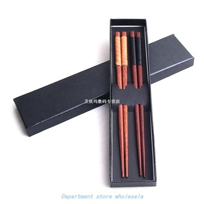2 Pairs Chopsticks Natural Gift Holder Non Slip Eco Friendly