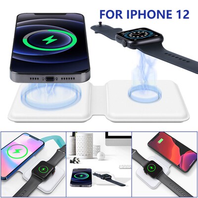 15W Magsafe Wireless Charger Folding Magnetic Dual Charge F