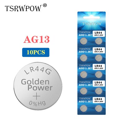 TSRWPOW 10PCS/PACK 1.55V AG13 Button Cell Battery LR44 RW82