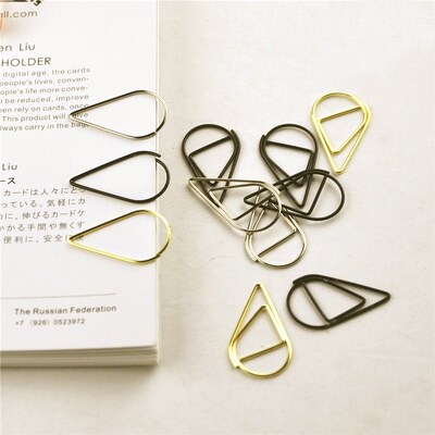 Brief Style 12 pcs/pack 6 Colors Waterdrop Shaped Metal Pap