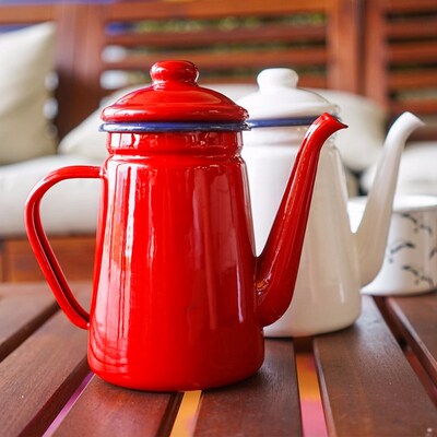 1.1L Enamel Coffee Pot Hand Tea Kettle Induction Cooker Gas