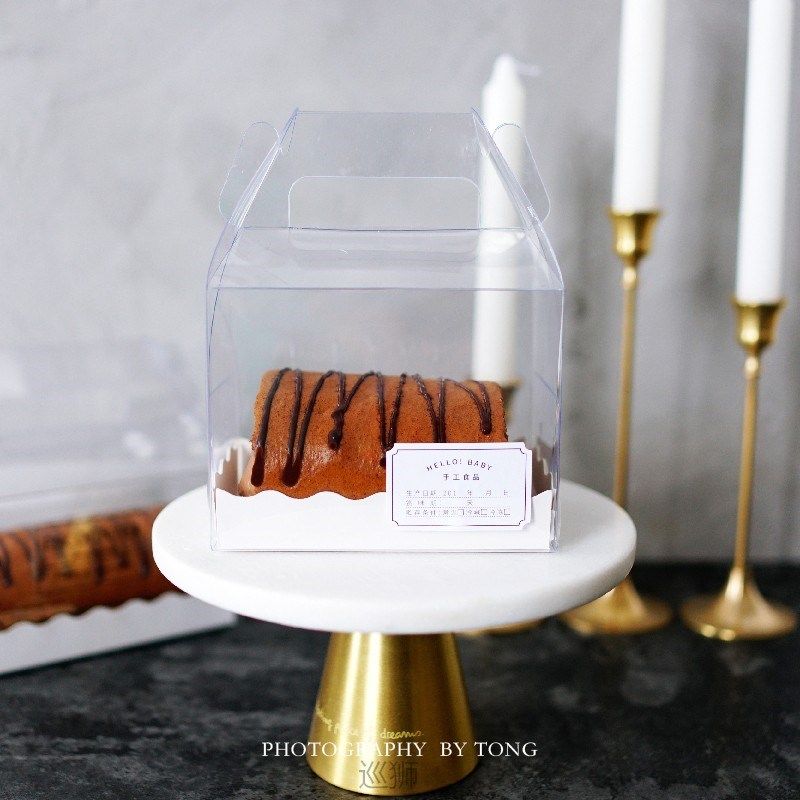 Hand held transparent cake roll packaging box Swiss dream to_虎窝淘