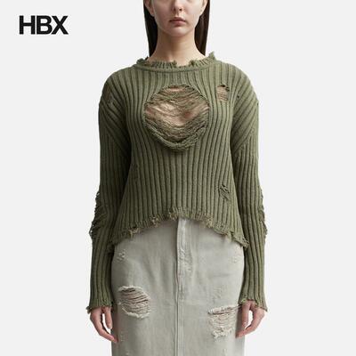 Open YY DAMAGED HEART SWEATER 针织衫女HBX