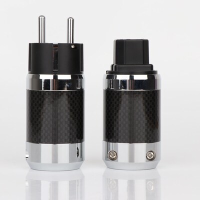 2020 Power plug hight Carbon Fiber Rhodium Plated Schuko EU