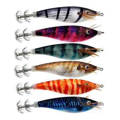 6Pcs New Design Shrimp Bait Squid Jig 10CM 12G Artificial Wo