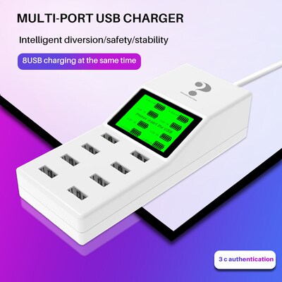 universal 8 ports smart USB charger Led display 8A multiple