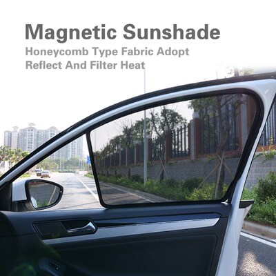 2PCS Magnetic Car Front Side Window SunShades Mesh Cover For