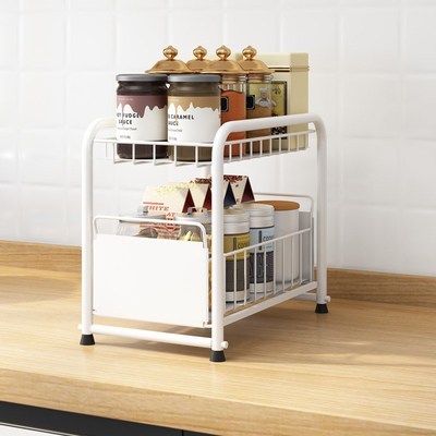 Kitchen Sink Shelf Telescopic Sliding Drawer Cabinet Counte