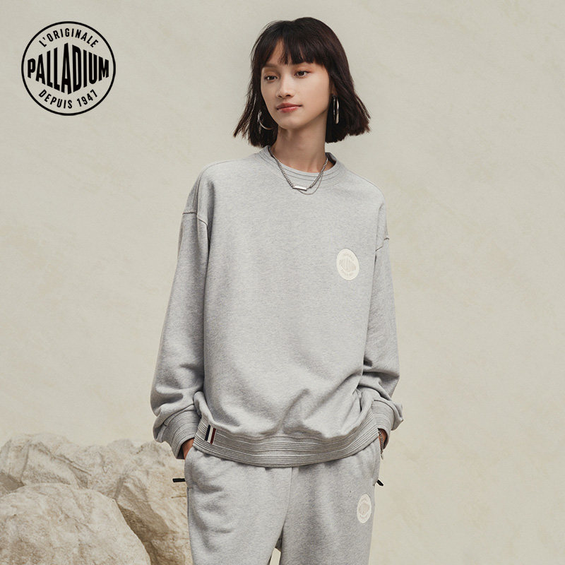 PALLADIUM帕拉丁圆领卫衣女宽松简约大气长袖T恤197829_虎窝淘