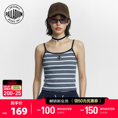 PALLADIUM帕拉丁毛织刺绣休闲轻薄条纹女款针织背心吊带衫1913891