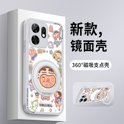 适用荣耀畅玩80pro手机壳新款80Plus大嘴小新华为honor畅玩70mplus镜面支架70plus女生保护套防摔硅胶硬外壳