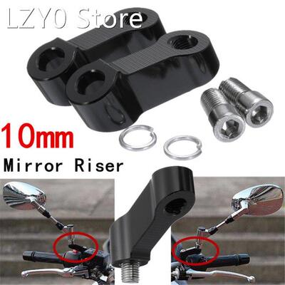 Pair 10mm Motorcycle Rearview Mirrors Extension Riser Extend