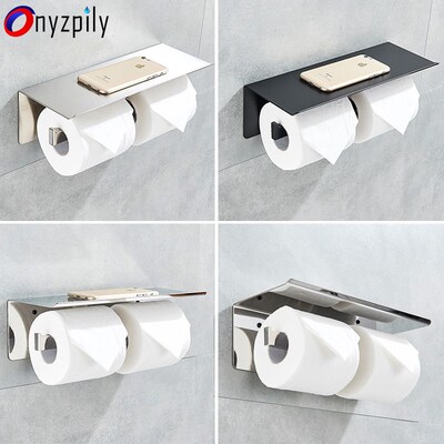 Onyzpily Brushed Nickel Double Paper Holder Wall Mounted Ba