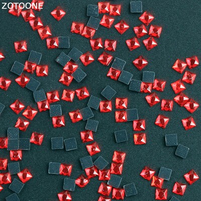 ZOTOONE 50pcs 4*4MM Hotfix Square Rhinestones Red Glue Stras