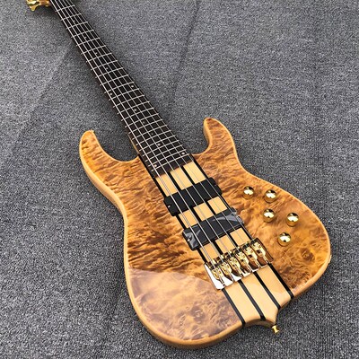 High-grade 6-string electric bass, treetop maple veneer, gol