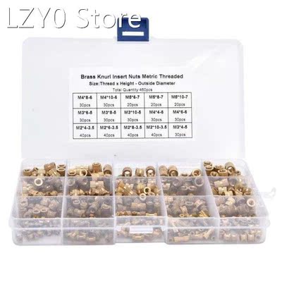 460Pcs Knurled Nuts M2 M3 M4 M5 Female Thread Brass Threaded