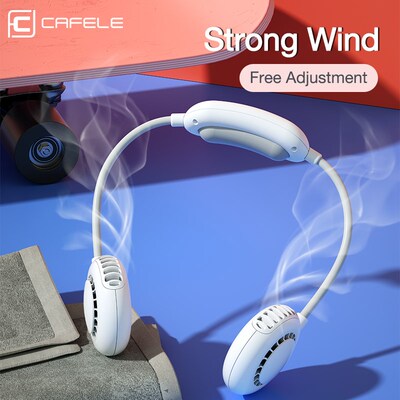 Neck Band Fan Hands-free Hanging USB Rechargeable Dual Fan 3
