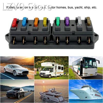 12V 4/6/8 Way Blade Fuse Box Holder Fuse Block with 8 Standa