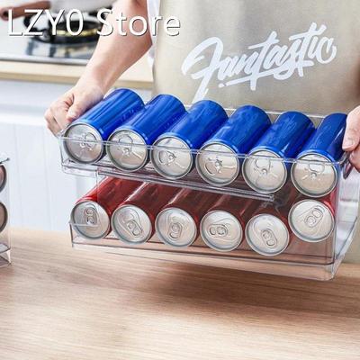 Double-layer Organizer Bins Soda Can Dispenser Beverage Tran