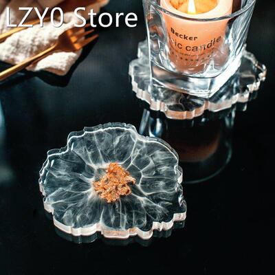 Resin Cups Coaster With Gold Foil Decoration Epoxy Finished
