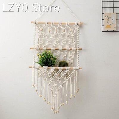 Boho Macrame Wall Hanging Magazine Holder Chic Cotton Hand-w