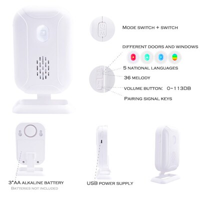 Wireless Doorbell Welcome IR Infrared motion sensor Alarm ra