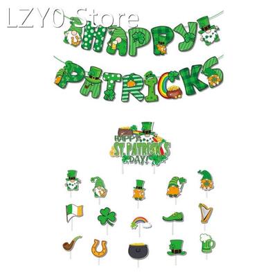 Saint Patricks Day Hanging Banner Cute Gnome Shamrock Cake T