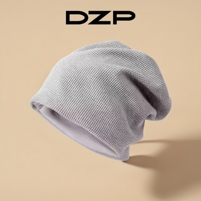 DZP无印显脸小秋冬女包头帽男针织堆堆帽小头围日系冷帽黑色