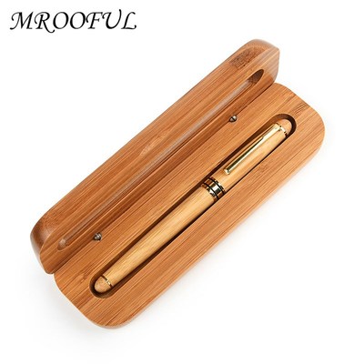 1Pc Bamboo Wood Handle Signature Pen Rollerball Pen Busines