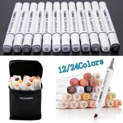 TOUCHNEW 12/24 Colors Gray Skin Tone Sketch Art Markers Arti