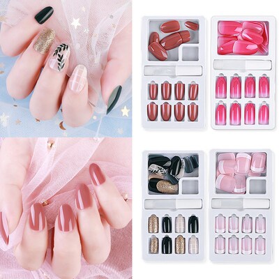24Pcs Detachable False Nails Cover Finished Fingernail Fake