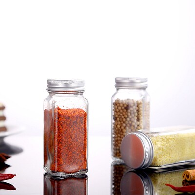 Kitchen Four Square Glass Jar Seasoning Box Barbecue Seasoni
