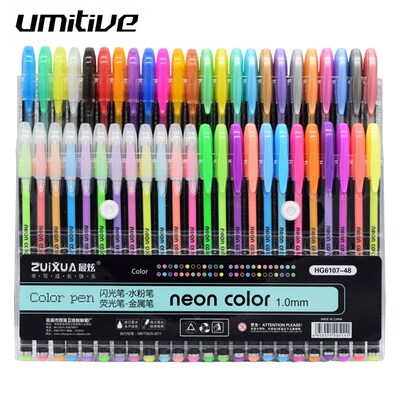 Umitive 48 Colors Gel Pens Set Glitter Gel Pen For Adult Co