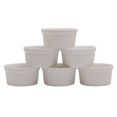 2020 New 6Pcs White Porcelain Souffle Ramekins Desserts Cust